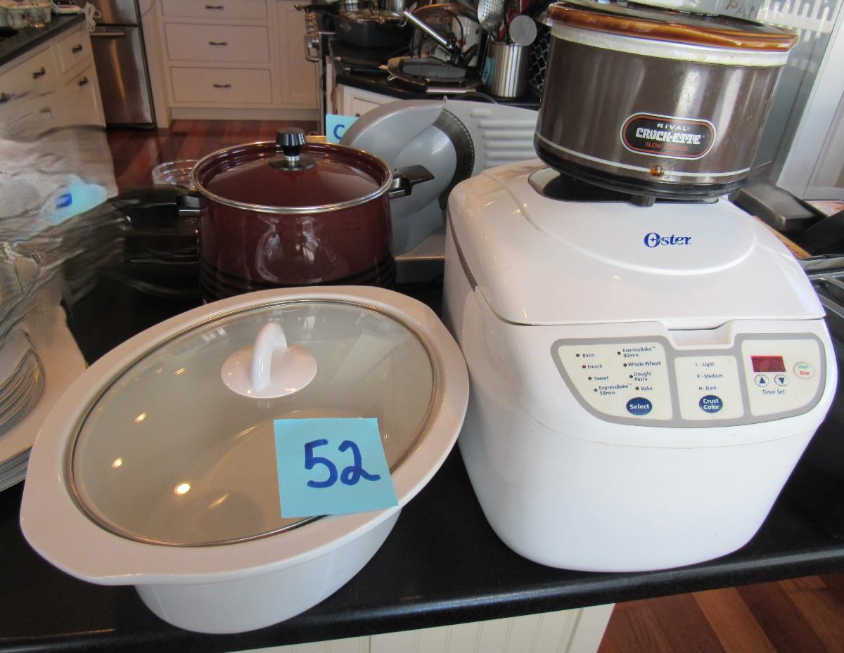 Lot 52-Small Revel Crockpot, Oster Bread Maker, Vintage Crockpot ...