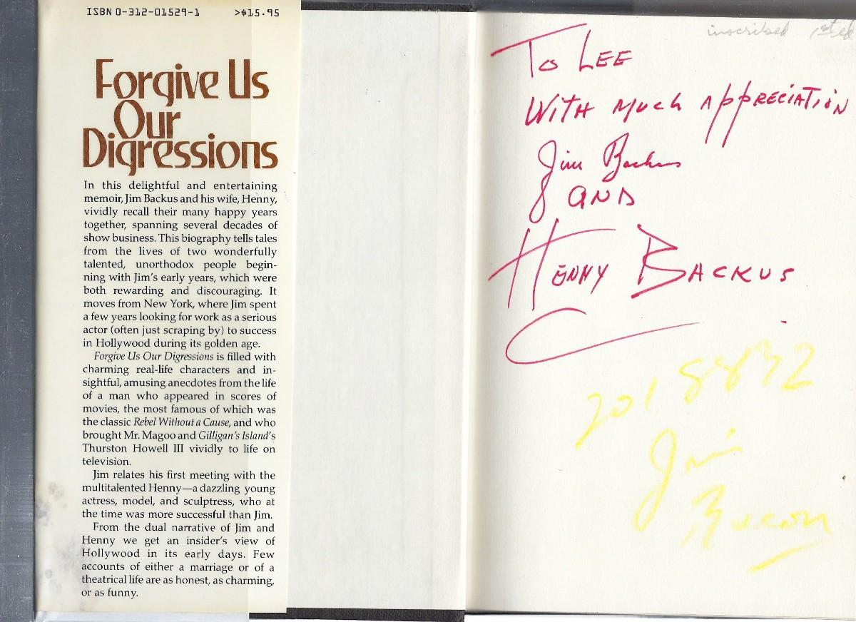 Jim and Henny Backus signed book | EstateSales.org