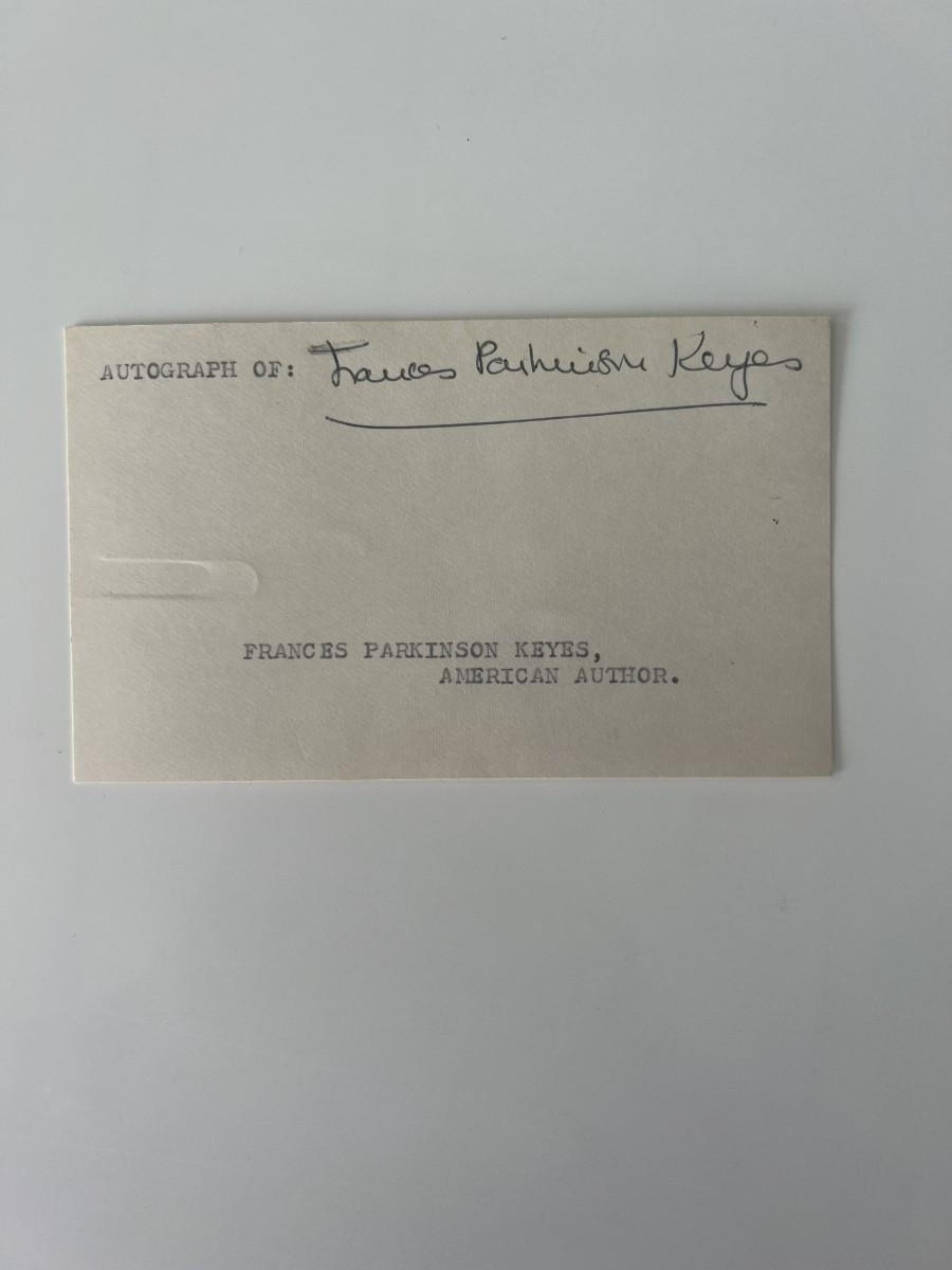 Author Frances Parkinson Keyes original signature | EstateSales.org