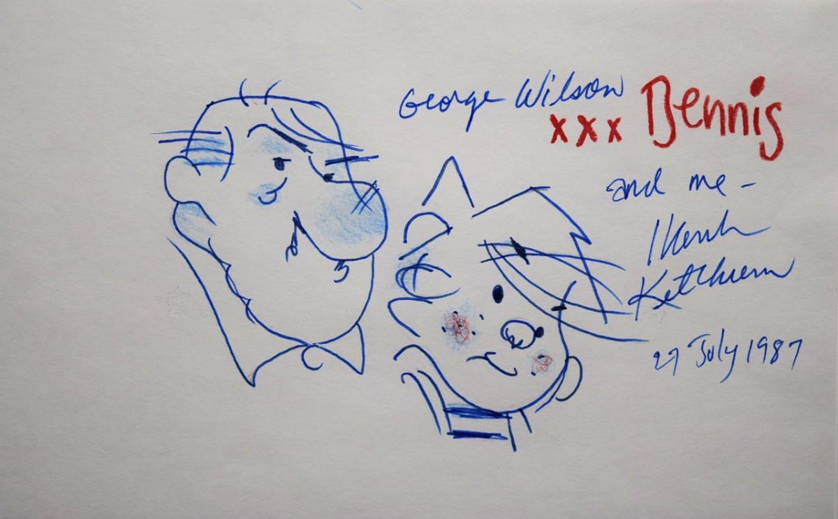 George Wilson & Denis the Menace sketch signed by Hank Ketcham ...