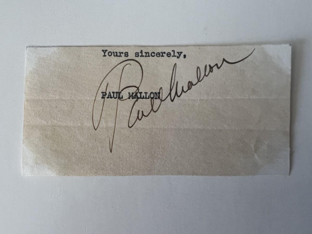 Columnist Paul Mallon original signature | EstateSales.org