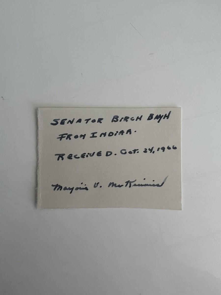 Senator Birch Bayh personal card | EstateSales.org