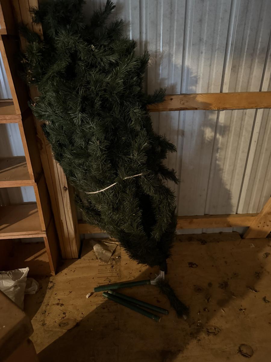 Christmas tree-parts are there for the stand,I wasn’t strong enough to ...