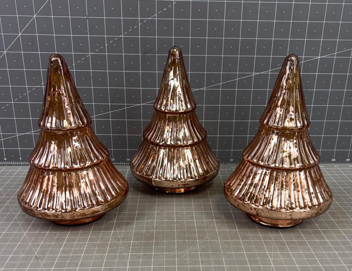 3 Coppery Color Mercury Glass Trees | EstateSales.org