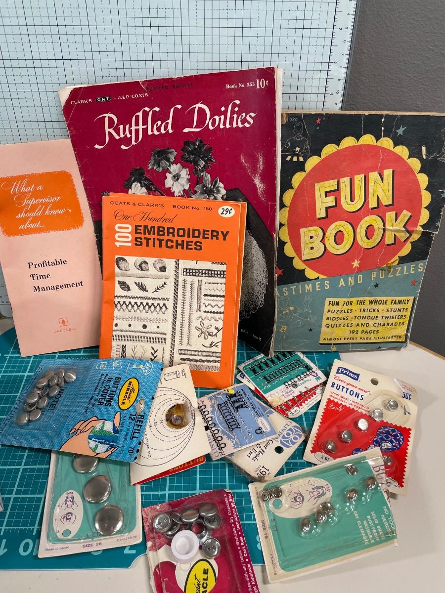 Vintage Crafting books and buttons | EstateSales.org