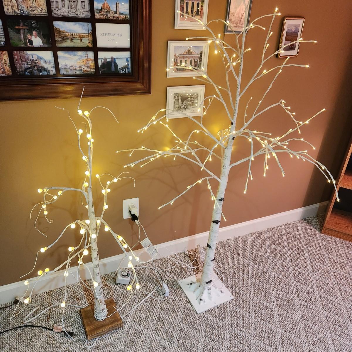 2 Lighted White Trees Home Decor Tall Tree has Twinkle option ...