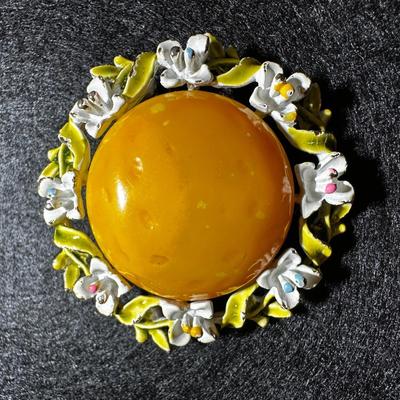 Vintage Arthur Pepper ART Lemon Enamel Brooch | EstateSales.org