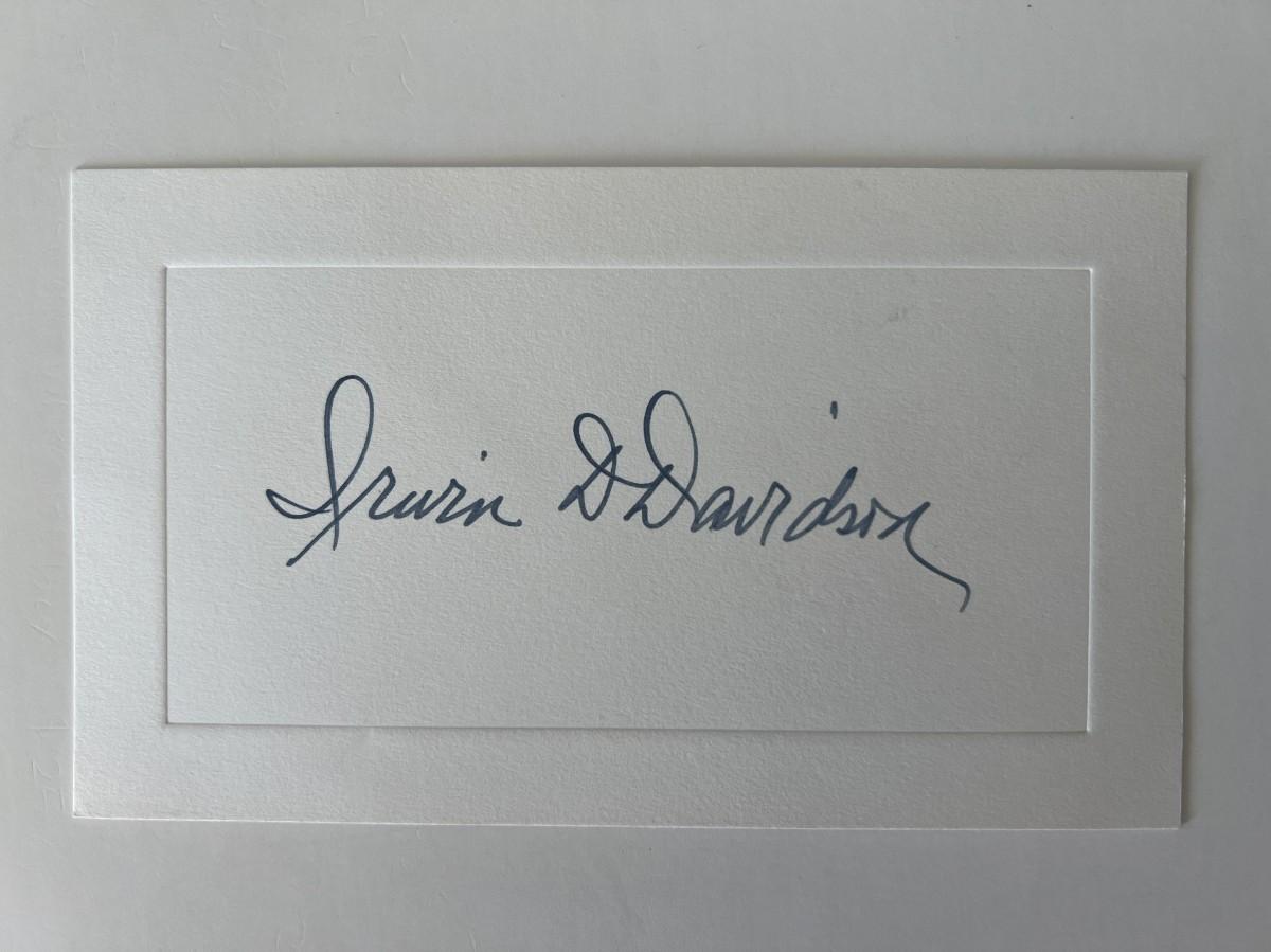 US House of Representatives Irwin D. Davidson original signature ...