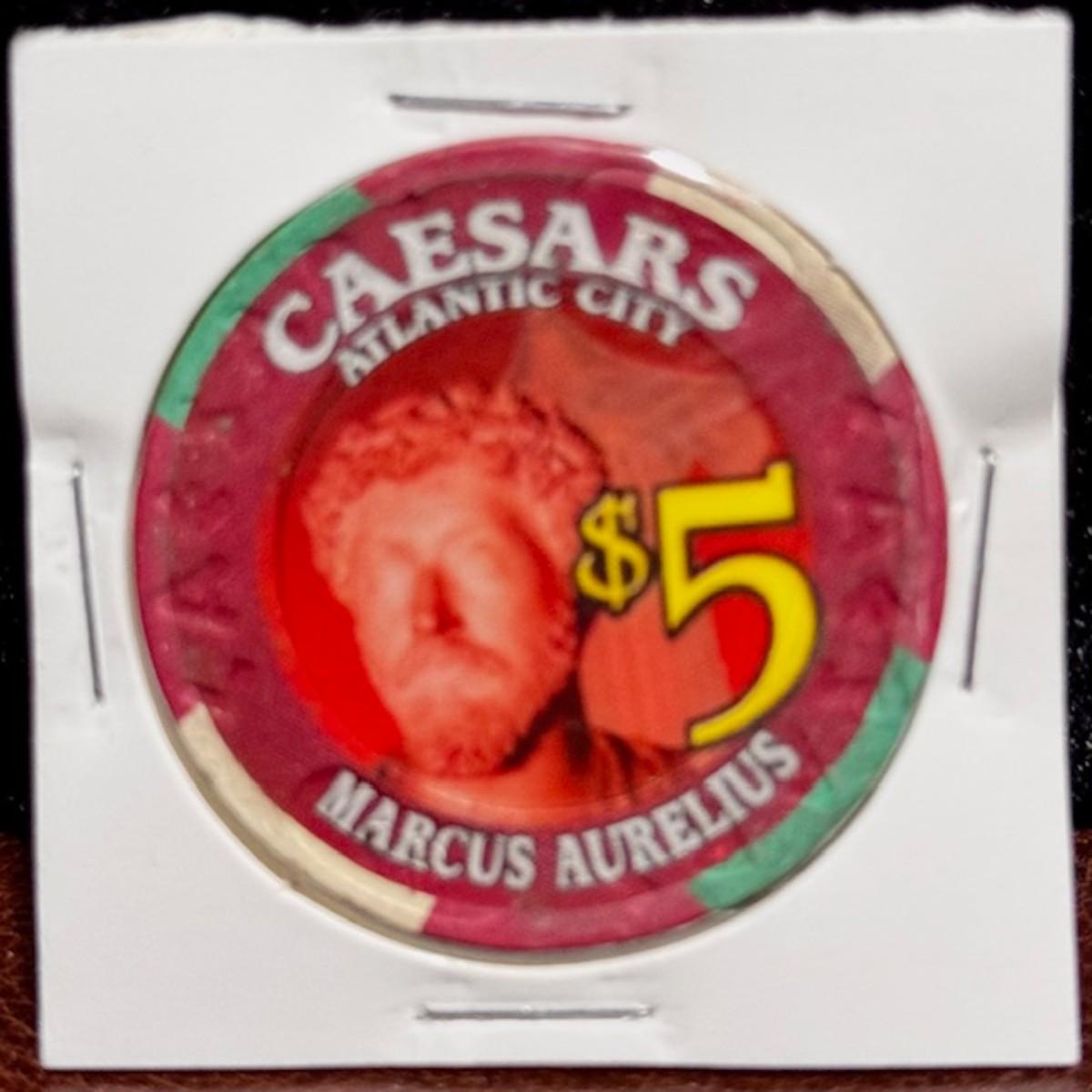5 Dollar Caesars Casino Chip A.C | EstateSales.org