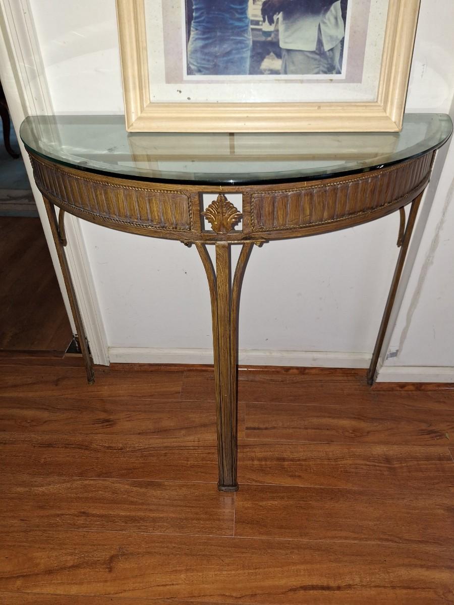 Demilune Glass Top Table | EstateSales.org