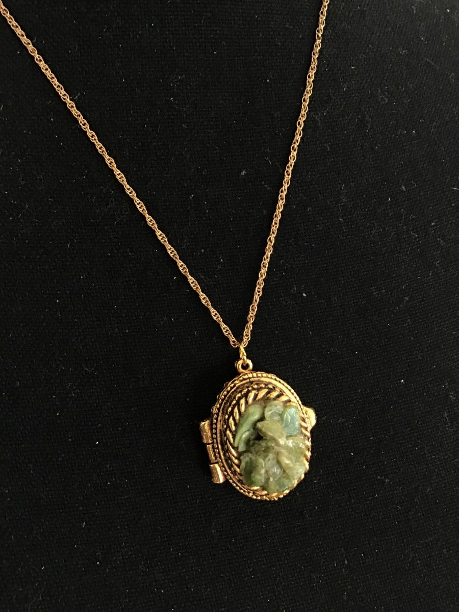 Per Jade Locket on Gold Filled Chain | EstateSales.org
