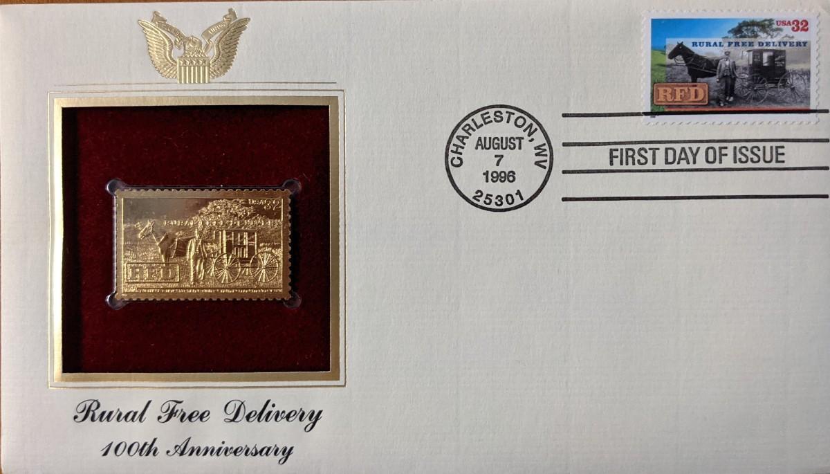 Rural Free Delivery 100th Anniversary Gold Stamp Replica First Day ...