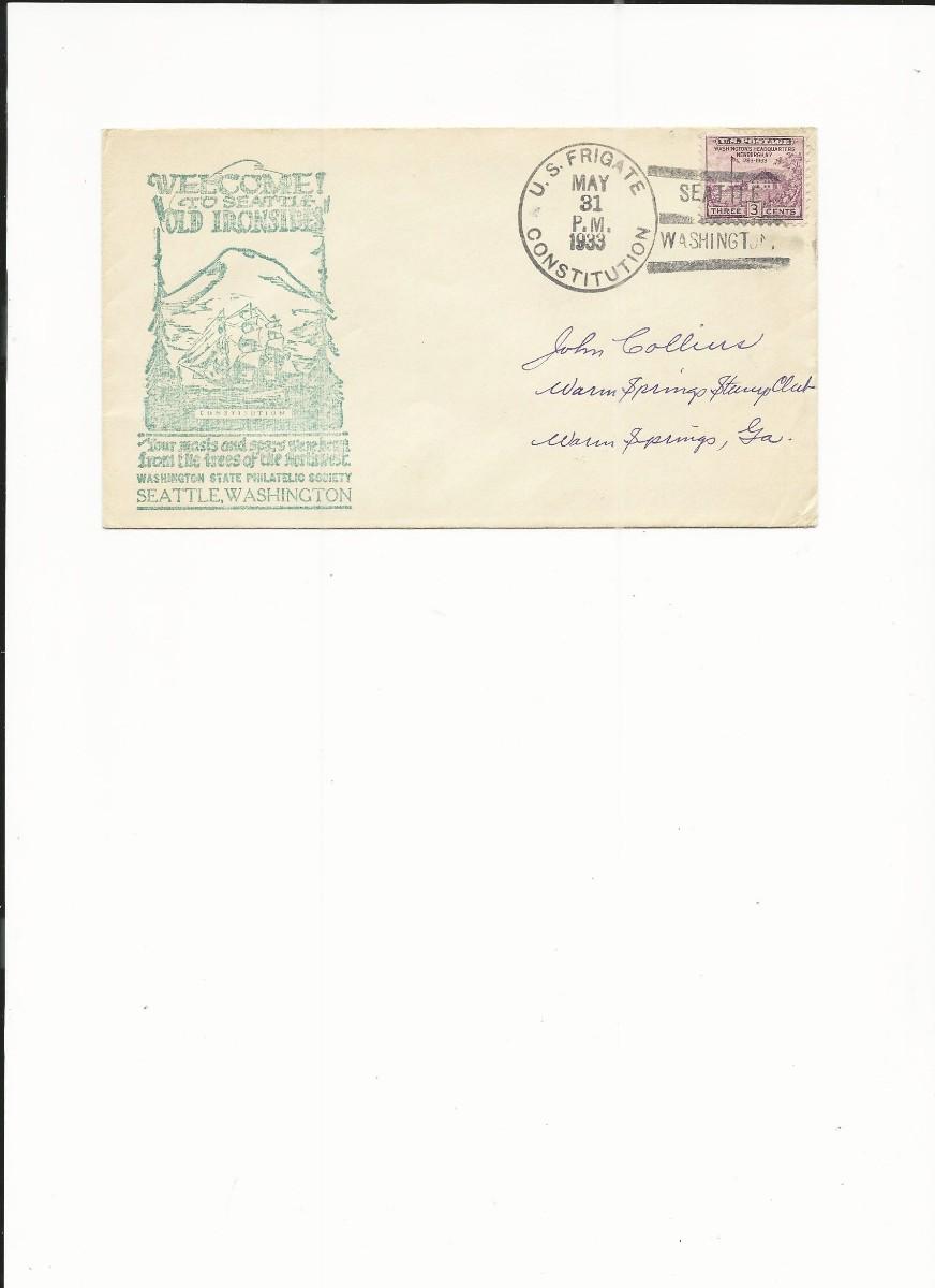 U.S. Frigate Constitution - First Day Cover - Seattle - 1933 ...