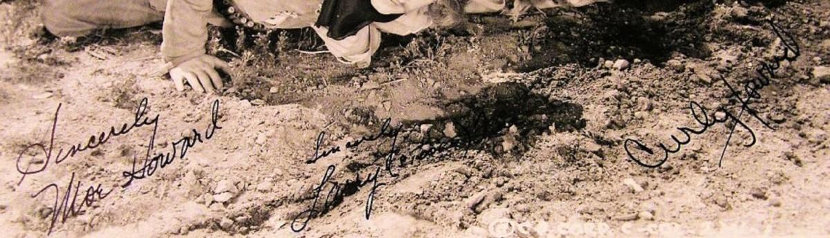 Larry, Moe, and Curly Joe signed movie still photo | EstateSales.org