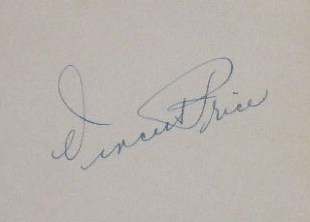 Vincent Price signature slip | EstateSales.org