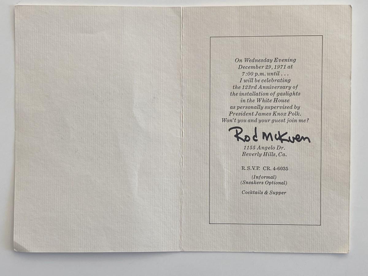 Poet Rod McKuen signed card | EstateSales.org