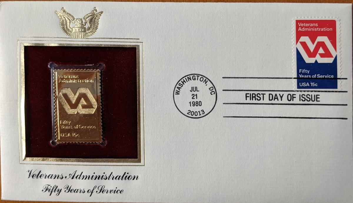 Veterans Administration Fifty Years of Service Gold Stamp Replica First ...