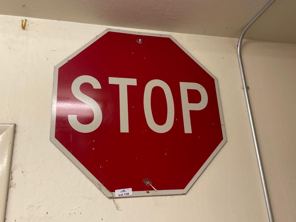 Full Size Red & White Stop Sign - Good Condition | EstateSales.org