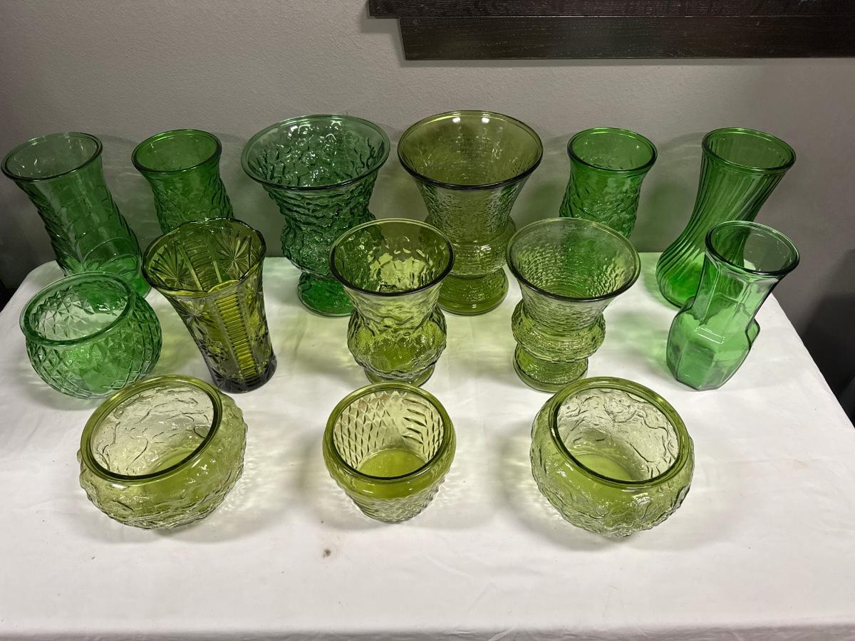 Green glassware galore | EstateSales.org