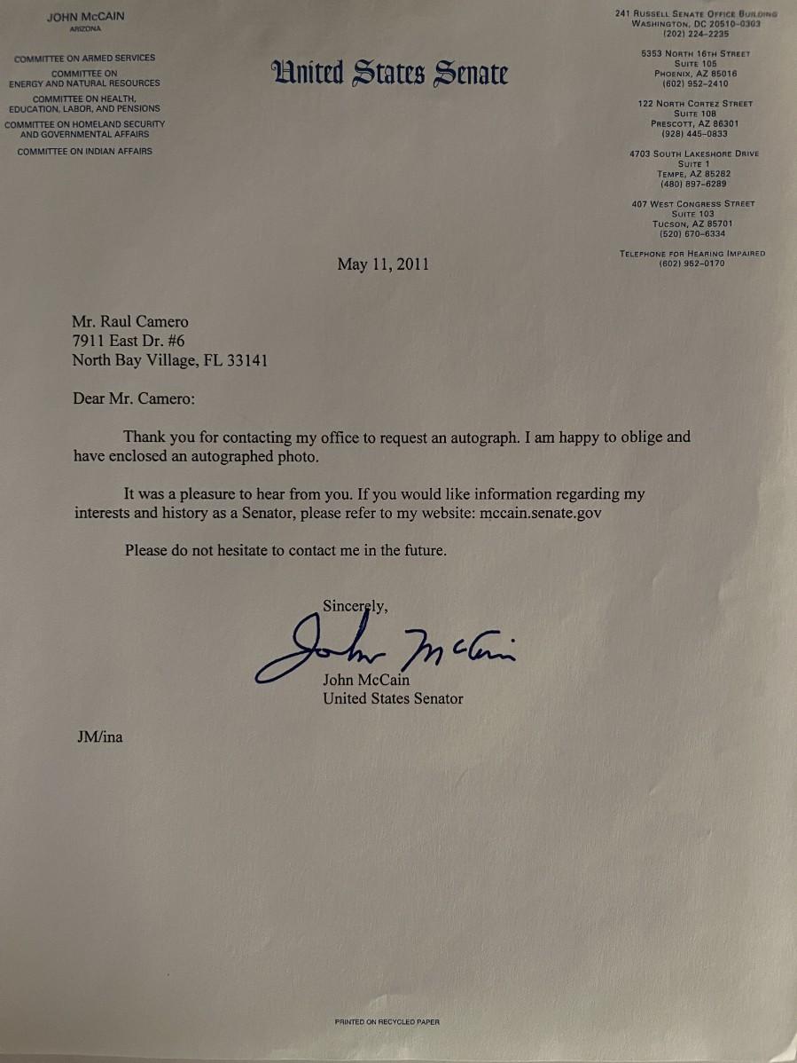 John McCain facsimile signed letter | EstateSales.org