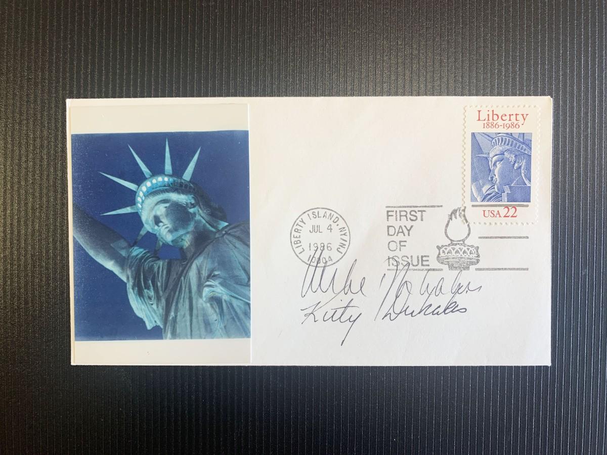 Michael and Kitty Dukakis signed first day cover - 1986 | EstateSales.org
