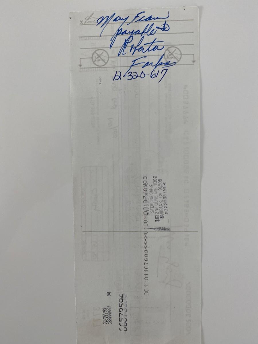 Mary Frann signed check | EstateSales.org