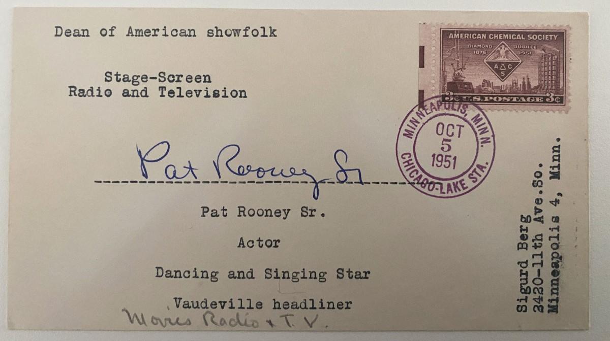 Actor Pat Rooney Sr. signed envelope | EstateSales.org