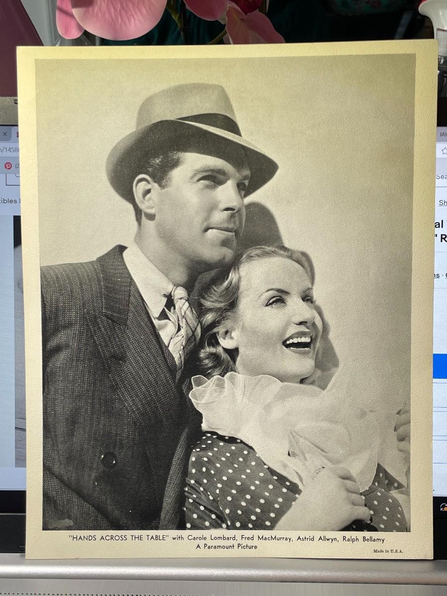 Fred McMurray & Carole Lombard Original 8x10 Photo Print "Hands Across the Table" Paramount ...