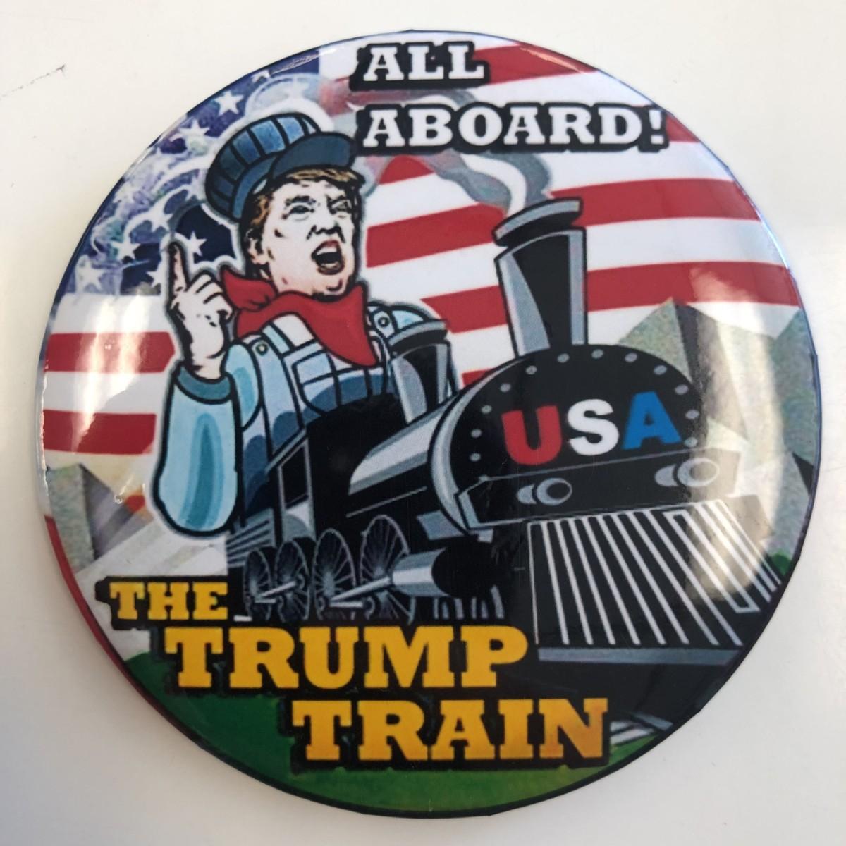 All Aboard The Trump Train pin | EstateSales.org