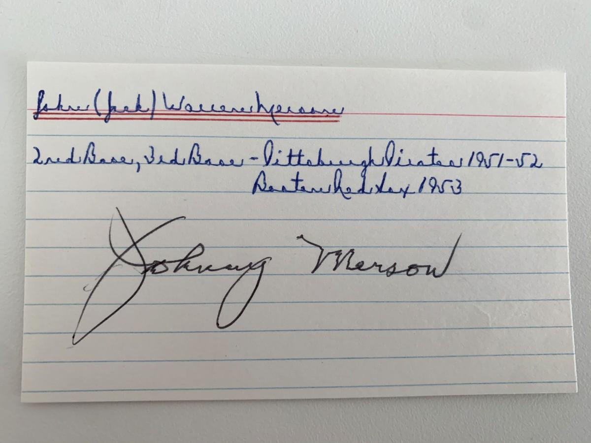 Johnny Merson original signature | EstateSales.org