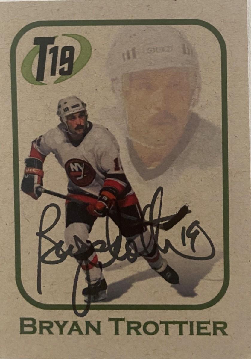 Bryan Trottier signed hockey card | EstateSales.org