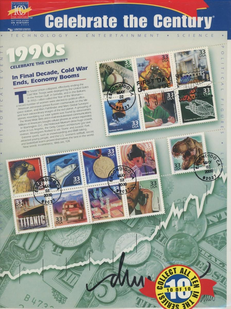 Celebrate the Century 1990s - Sheet of Fifteen Stamps. First Day of ...