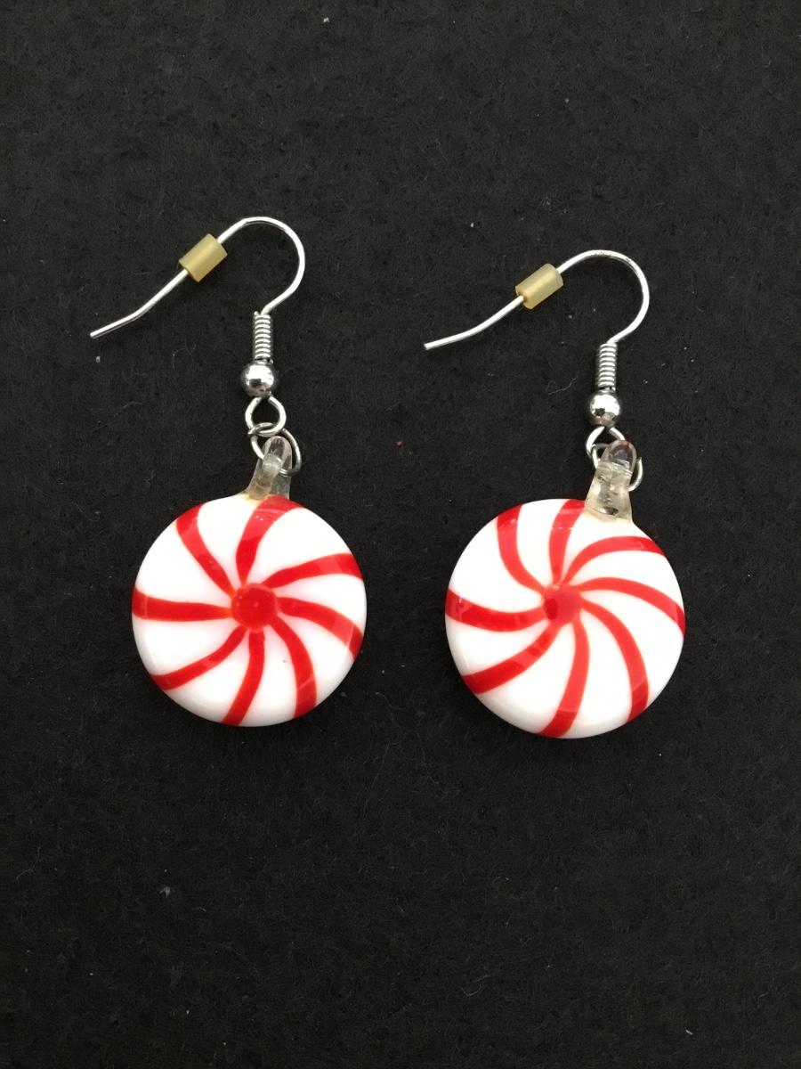 Super cute, peppermint glass, fashion earrings | EstateSales.org