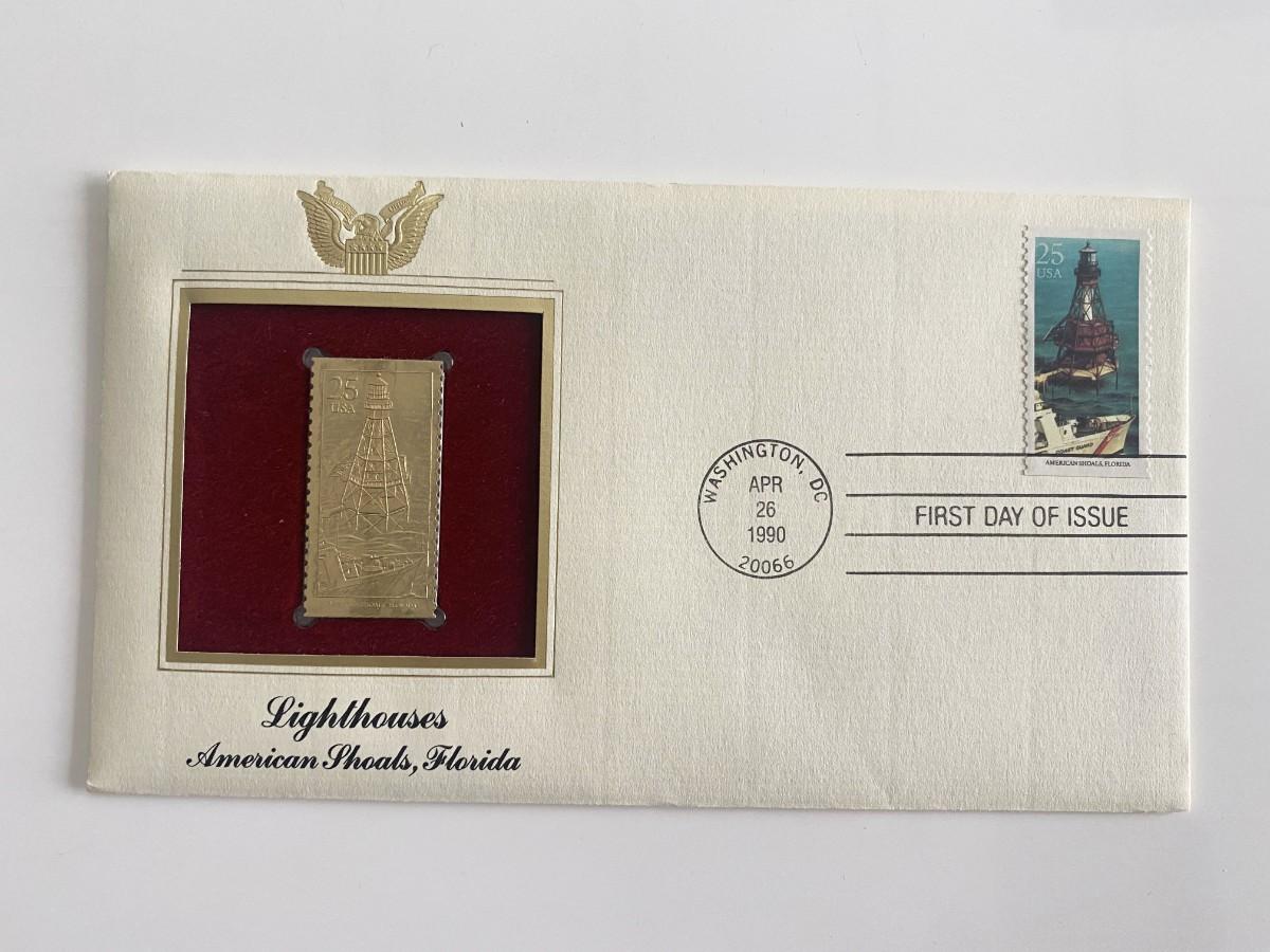 Lighthouses American Shoals, Florida Gold Stamp Replica First Day Cover ...