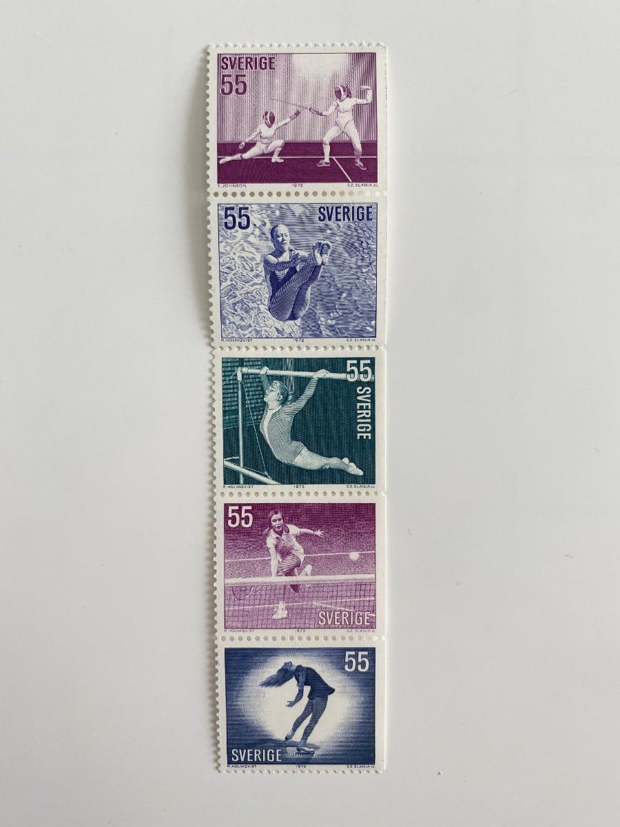 Set of 5 55 cent Swedish winter sports stamps | EstateSales.org
