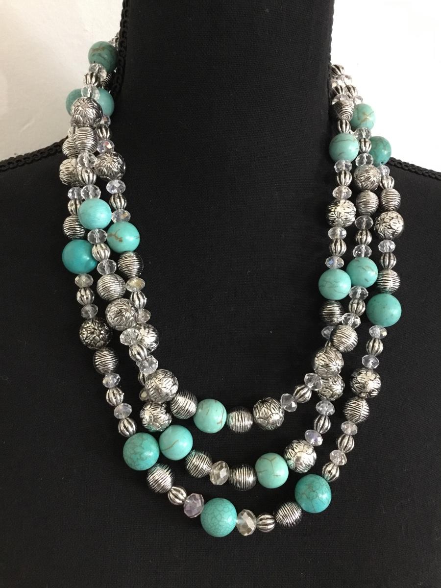 Gorgeous Southwest faux turquoise stone bead and Silver toned crystal ...