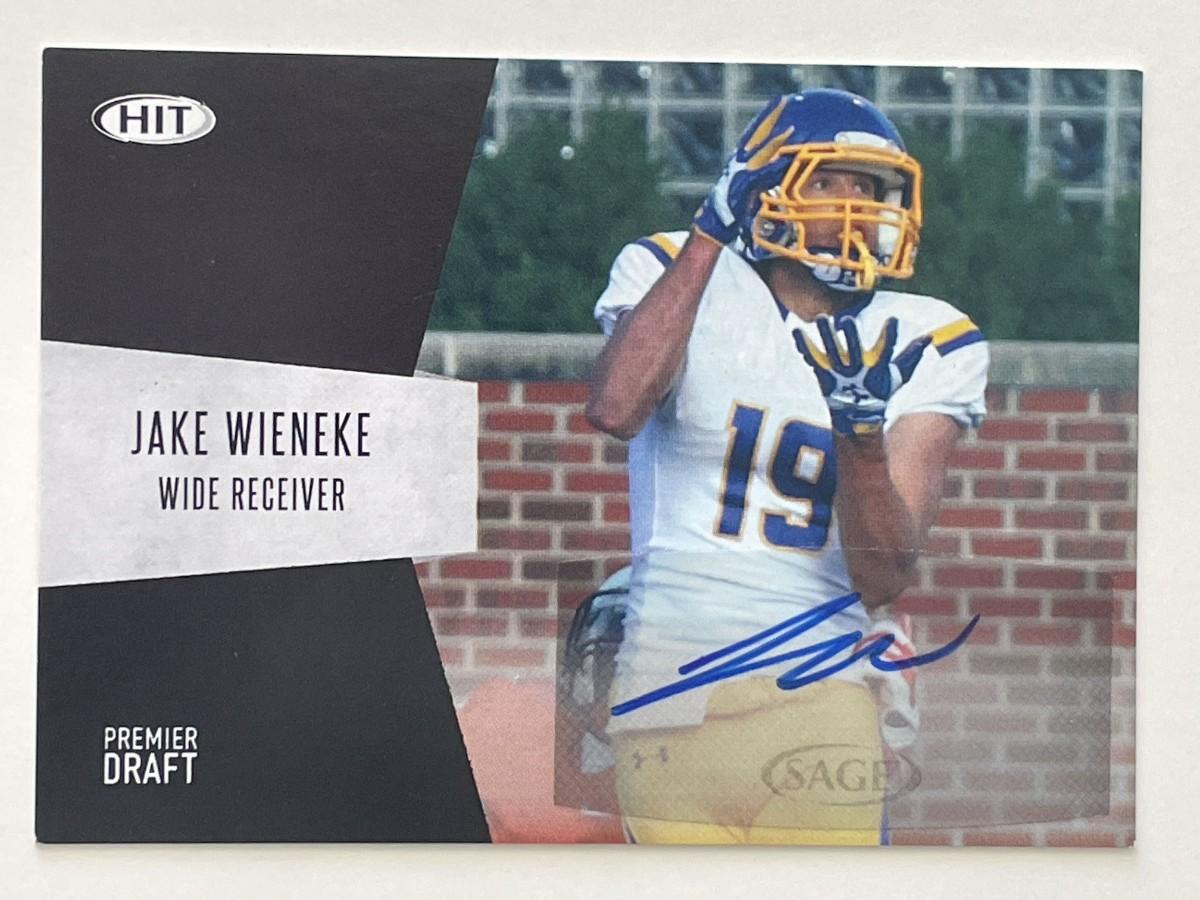Jake Wieneke 2018 Sage Hit Premier Draft signed trading card ...