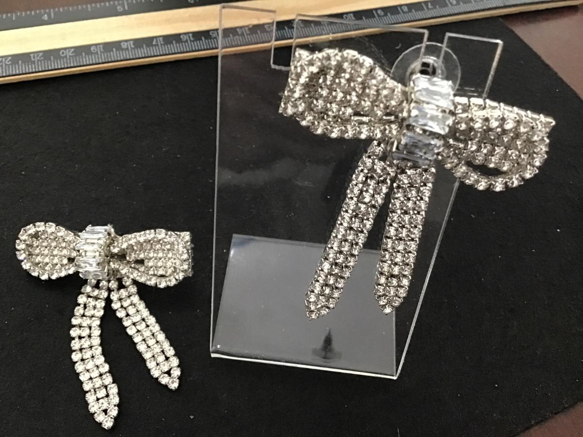 Large Rhinestone Bow Earrings | EstateSales.org