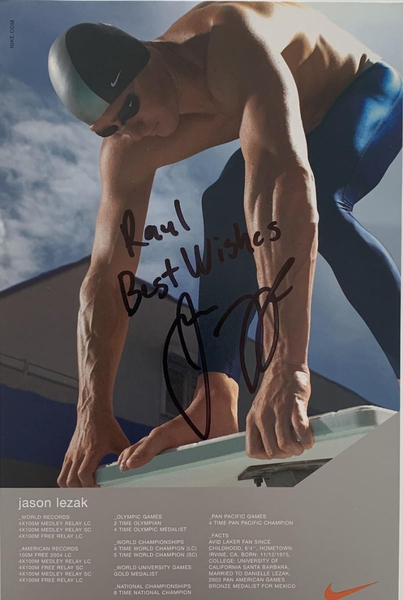 Jason Lezak signed stat card | EstateSales.org