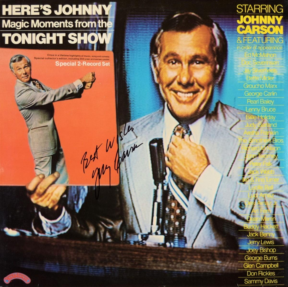 Johnny Carson signed Magic Moments From The Tonight Show album ...