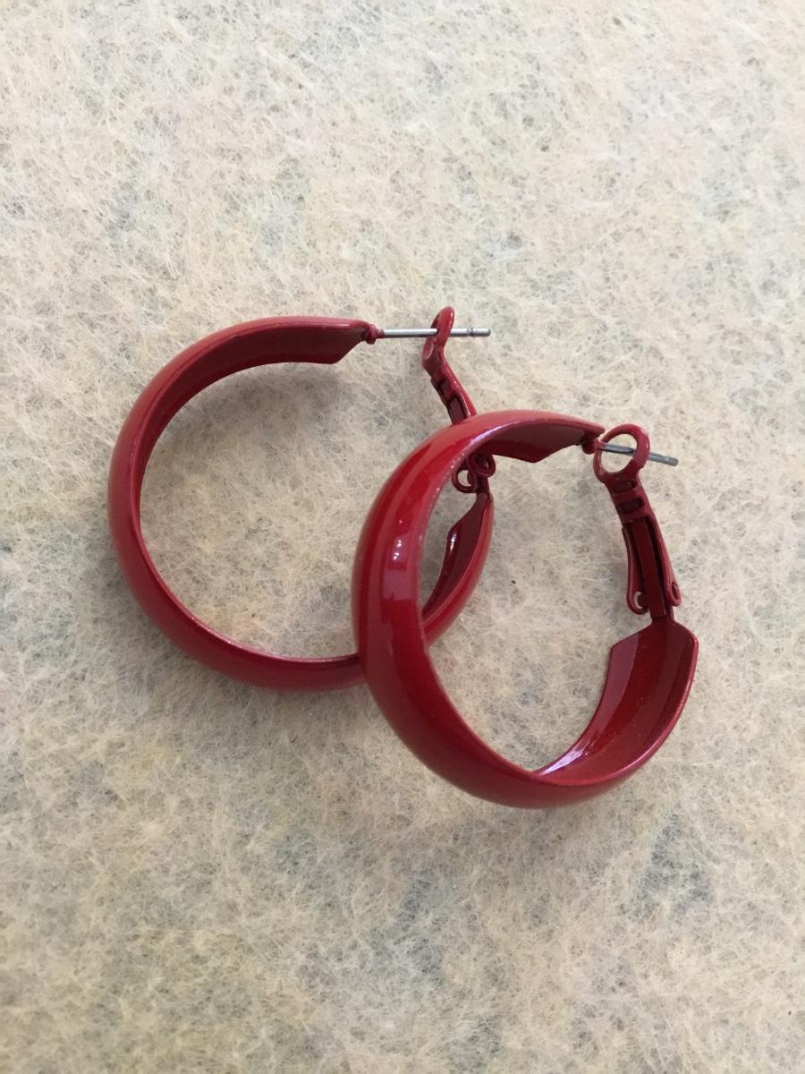 Vintage, cherry red hoop earrings | EstateSales.org