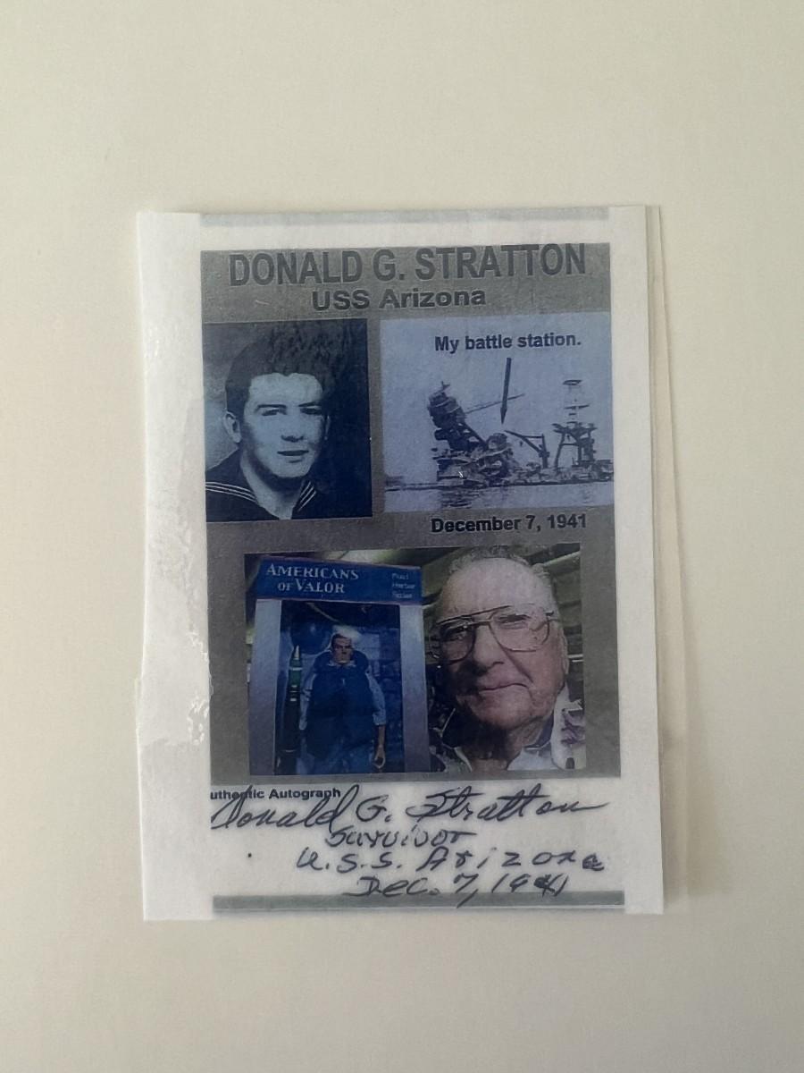 USS Arizona survivor Donald Stratton signed photo | EstateSales.org