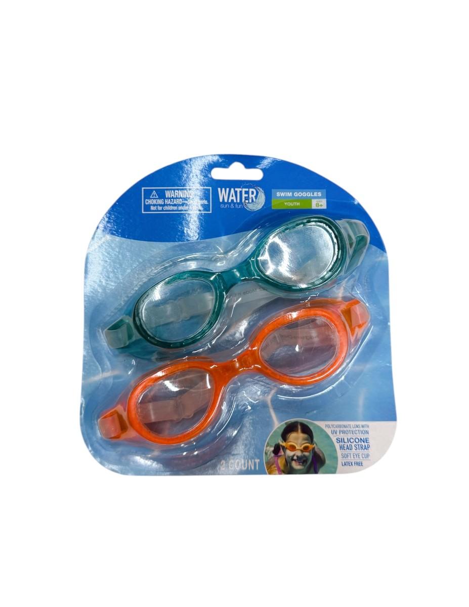 2-Pack Youth 8+ Teal & Orange Water Fun & Sun Watersport Swim Goggles ...