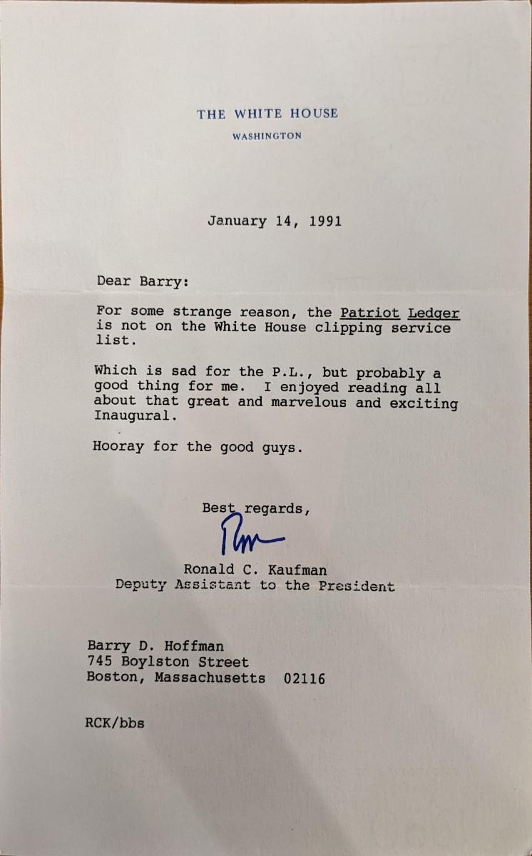 Ronald C. Kaufman Signed White House Note | EstateSales.org