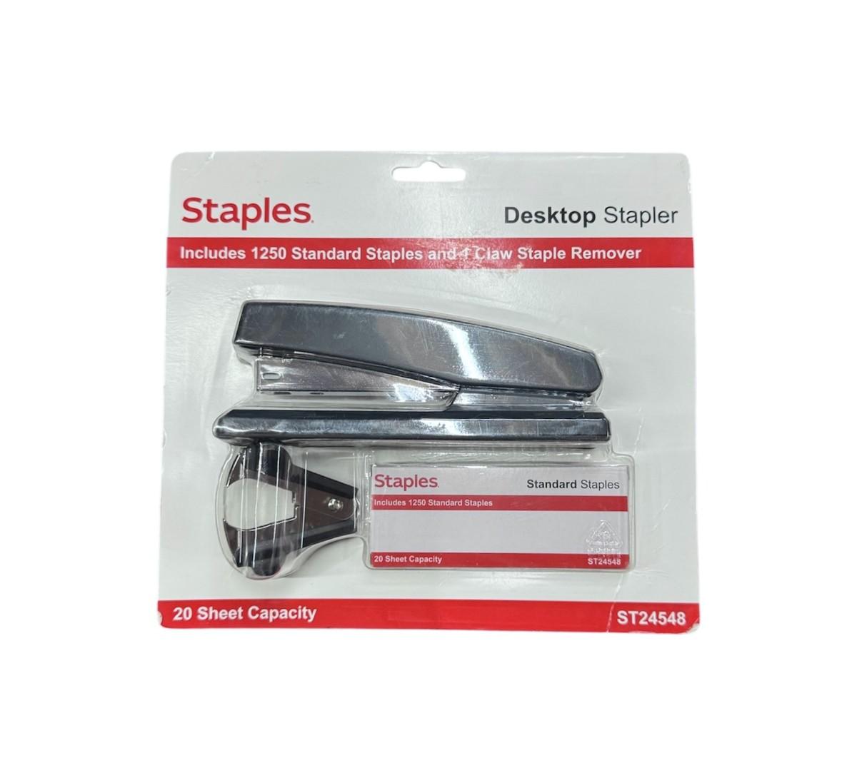 Staples Desktop Stapler Full-Strip 20 Sheet Capacity Black with Remover ...