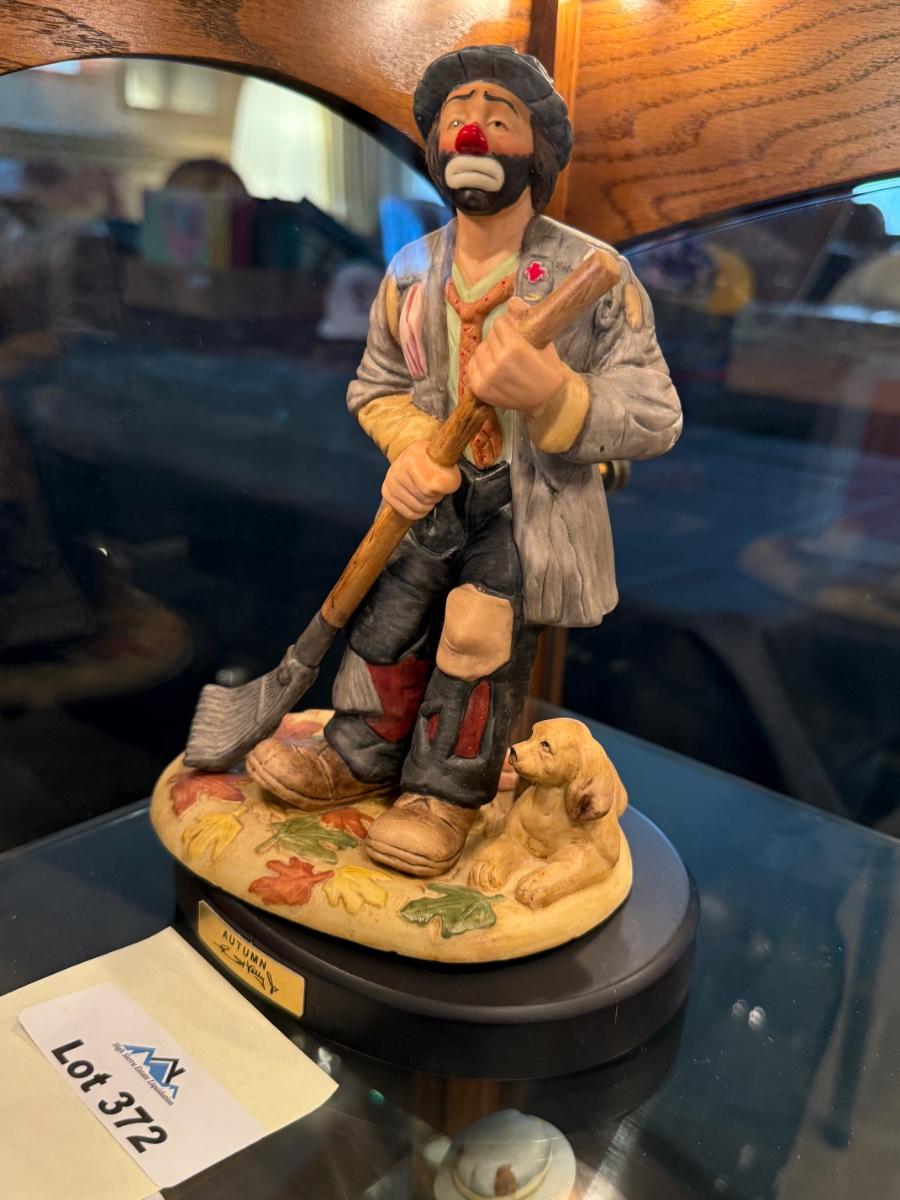 Ceramic Emmit Kelly Collection Clown “Autumn” on base | EstateSales.org
