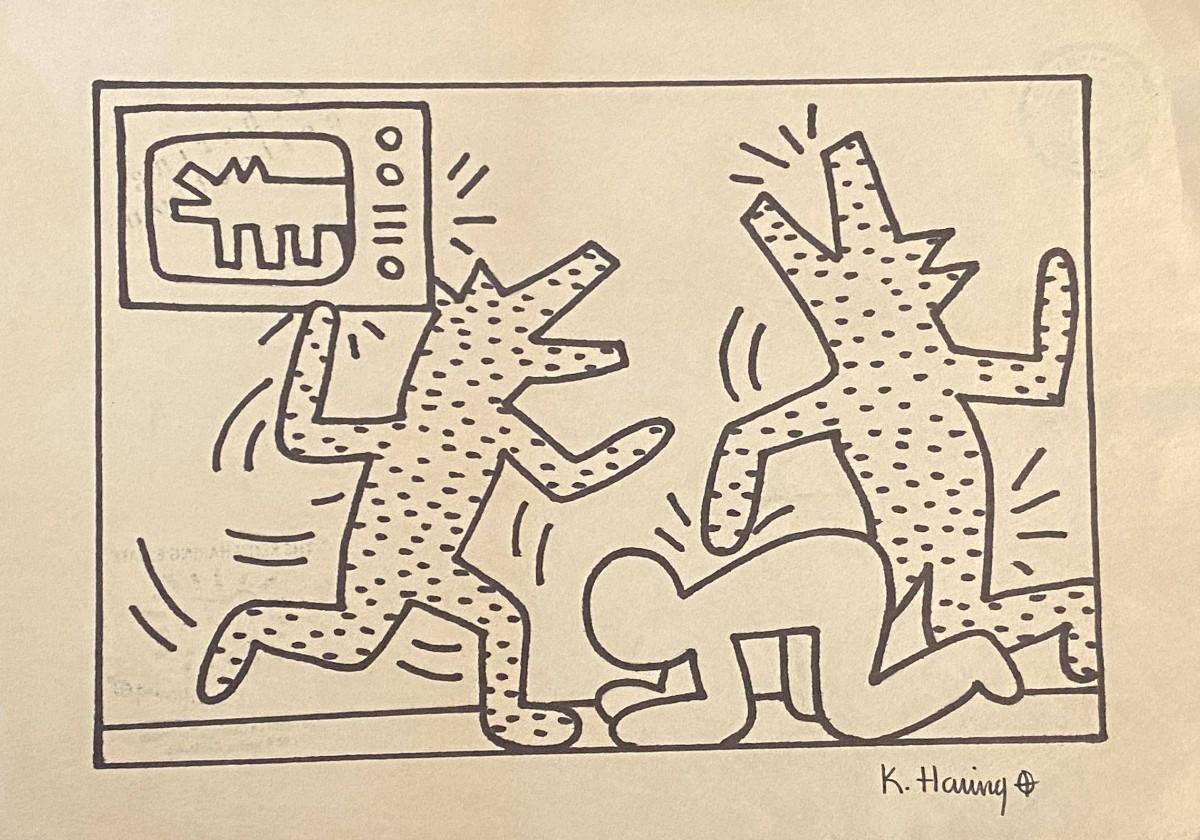 Keith Haring hand drawn and signed sketch | EstateSales.org