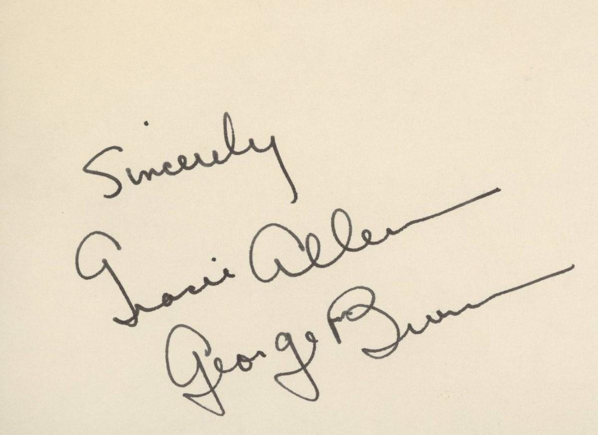 George Burns and Gracie Allen signature cut | EstateSales.org