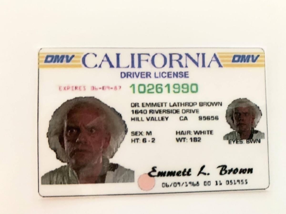 Back to the Future Emmett Brown CA Driver License | EstateSales.org