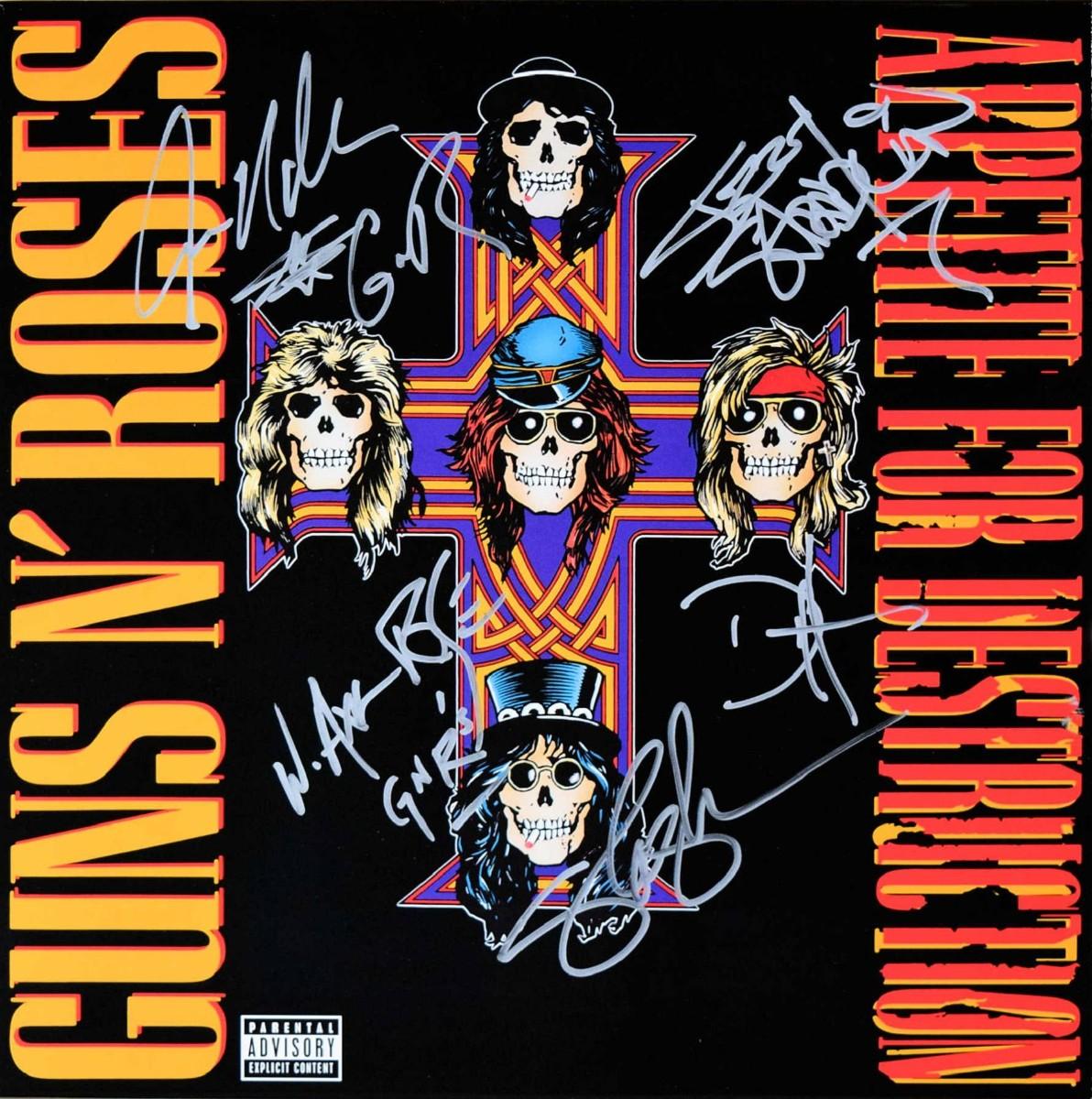 Guns N' Roses signed Appetite For Destruction album | EstateSales.org